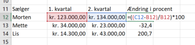 Procentregning i Excel | Sådan arbejder du med procenter i Excel
